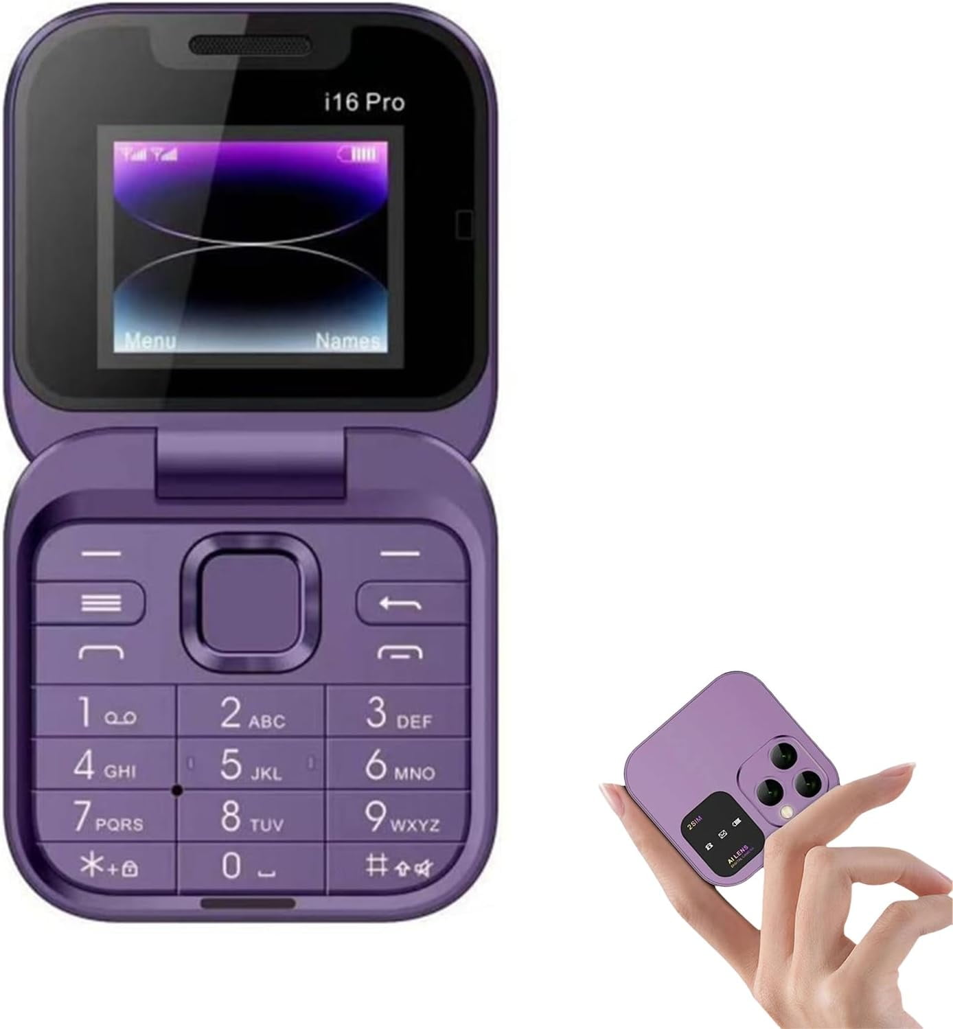 Teléfono móvil mini plegable con pantalla pequeña, desbloqueado, 2G ...