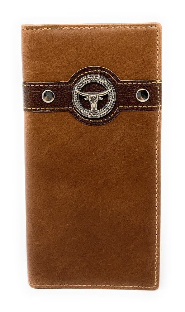 Texas Western Men's RFID Genuine Leather Longhorn Bifold Long Wallet in ...