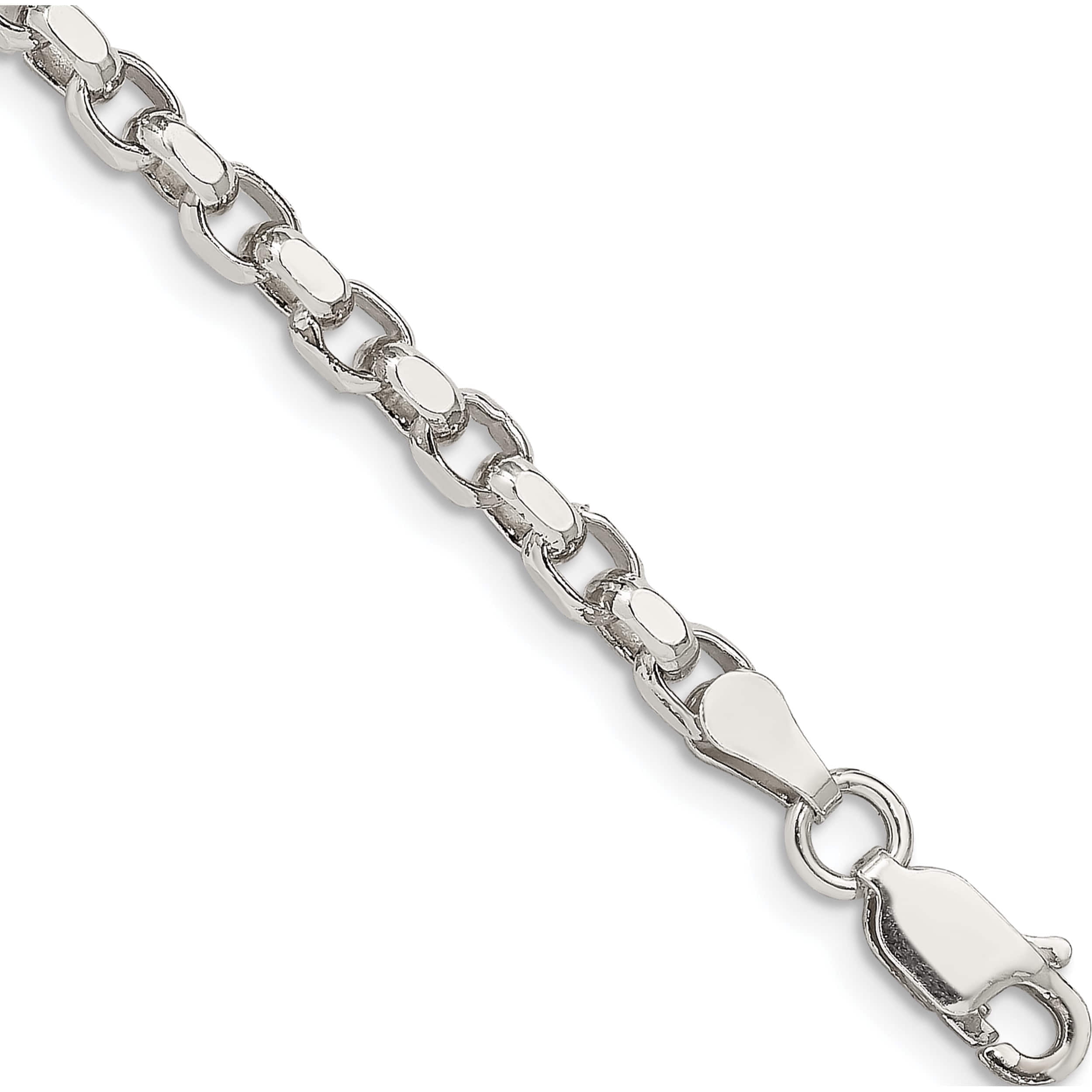 Sterling Silver 3.5mm Diamond-Cut Rolo Chain (8 X 3.5) Made In Italy ...