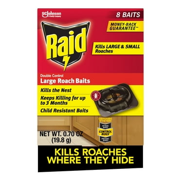 Raid Double Control Cockroach Traps - Small Roach Baits Plus Egg ...