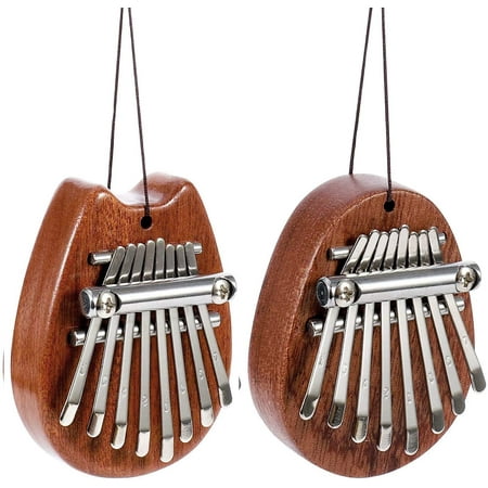 2 Pack Mini Thumb Piano, 8 Keys Portable Mbira Sanza Finger Piano, Wood ...