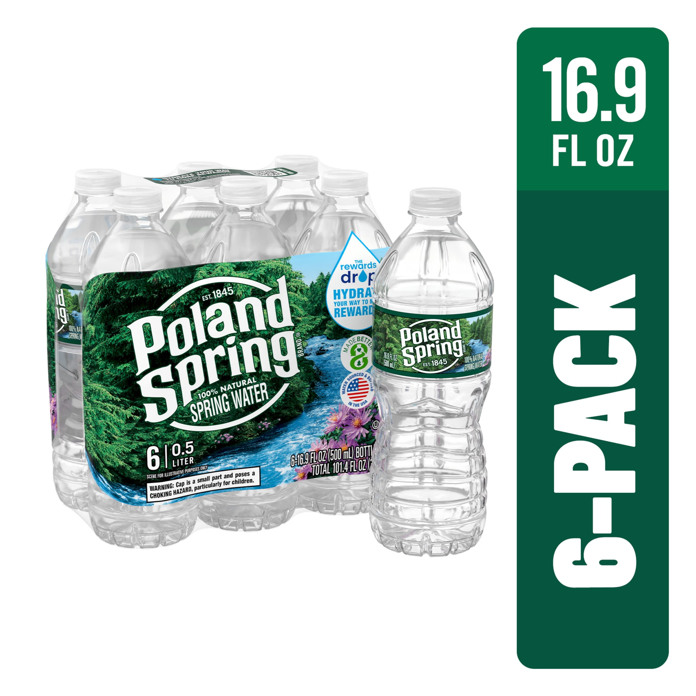 POLAND SPRING Brand 100% Natural Spring Water, 16.9-ounce plastic ...