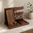 JWQFBC Bedside Valet Tray Multi-Compartment Wooden Phone Dock Space ...