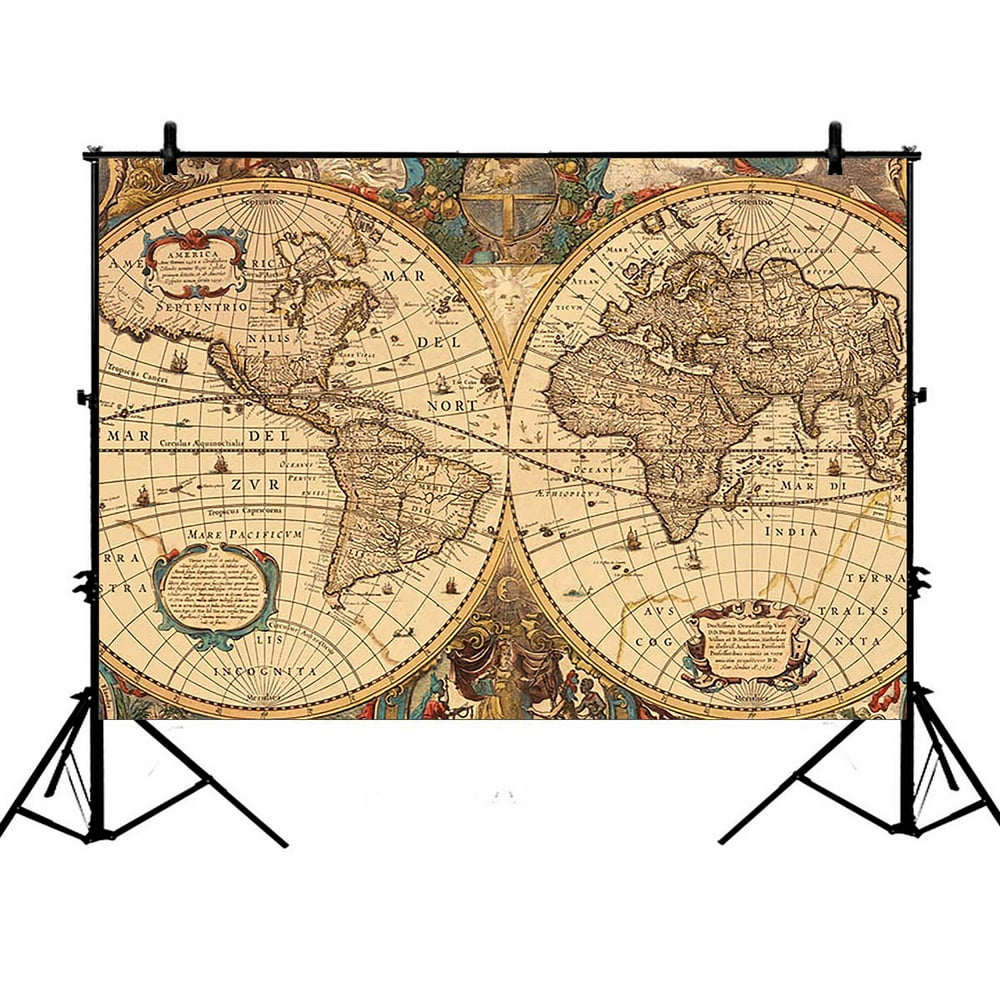 GCKG 7x5ft World Map Photography Backdrop,Vintage Retro World Map ...