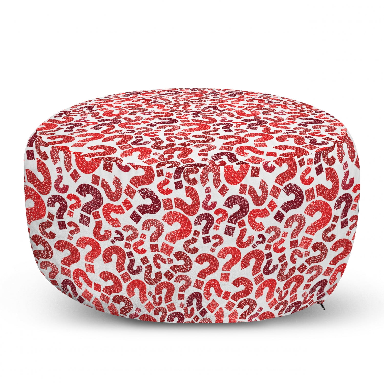 Modern Pouf Cover with Zipper, Question Marks Pattern Sketch Hand Drawn ...