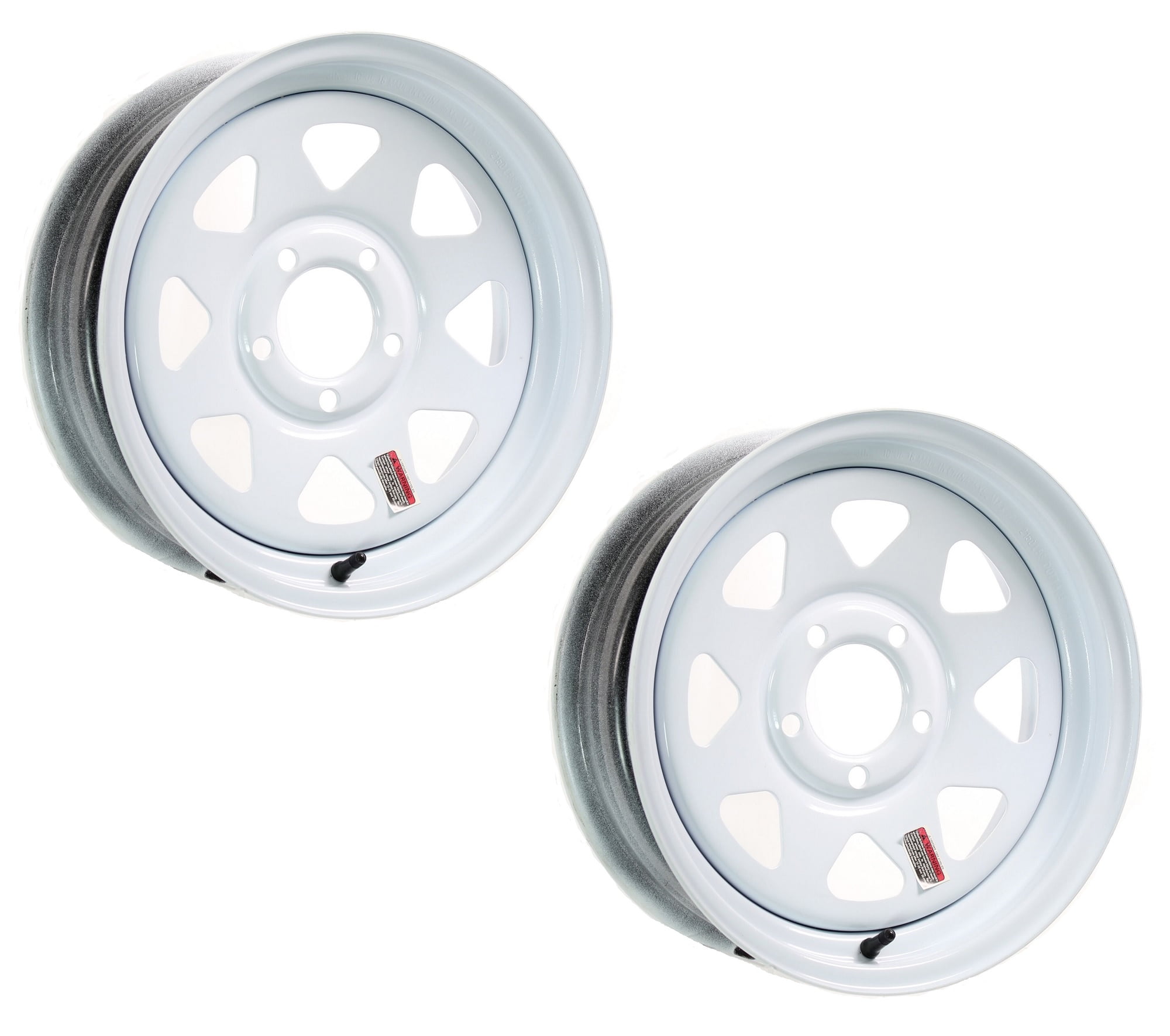 Two Trailer Rims Wheels 13 in. 13X4.5 5 Lug Hole Bolt White Spoke ...