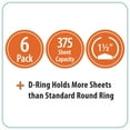 Pen+Gear Durable 1.5-inch D-Ring View Binder, Black, 6 Pack, Holds 375 ...