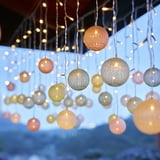 Foqnuq 60 LED Cotton Ball Ice Strip Lights with USB Remote Control, 8 ...