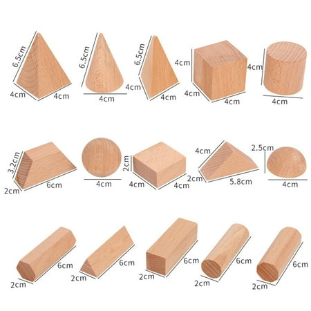 15pcs/set Logs Stereo Geometric Shapes Building Blocks Children Wooden ...