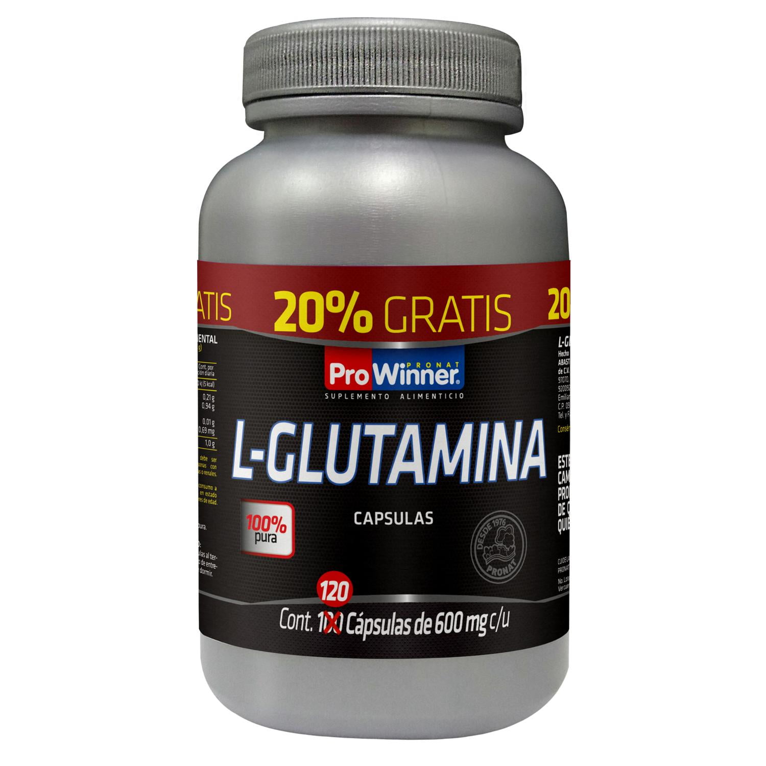 Glutamina 100 cápsulas ProWinner ProWinner PROWGLUTAMINACAPS | Bodega Aurrera en línea