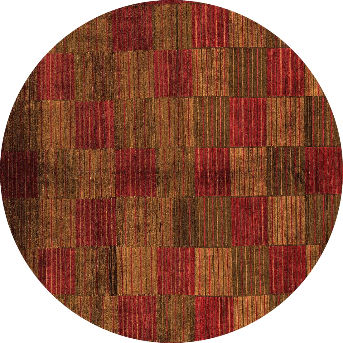 Ahgly Company Indoor Round Checkered Orange Modern Area Rugs, 5' Round ...