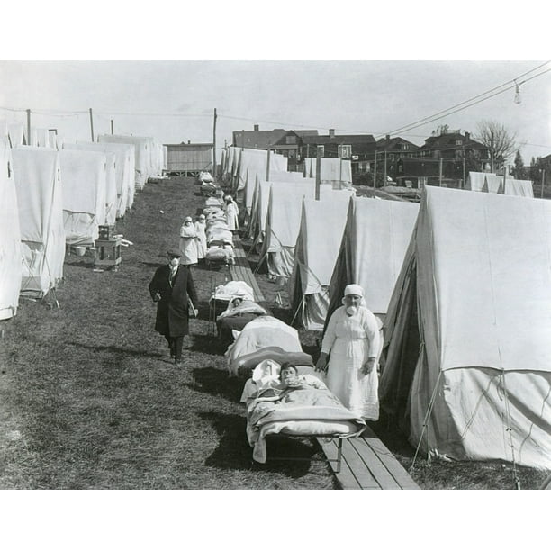 Spanish Flu Epidemic 1918-1919 In America. Emergency Tent Hospital ...