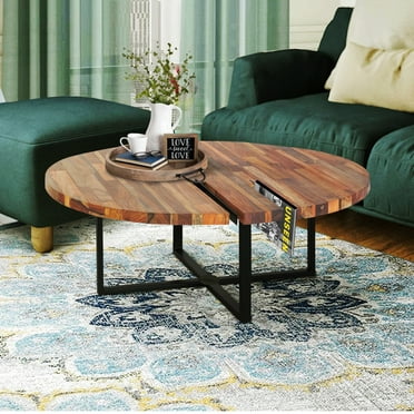 33 Inch Diamond Shape Acacia Wood Coffee Table With Smooth Top, Natural ...