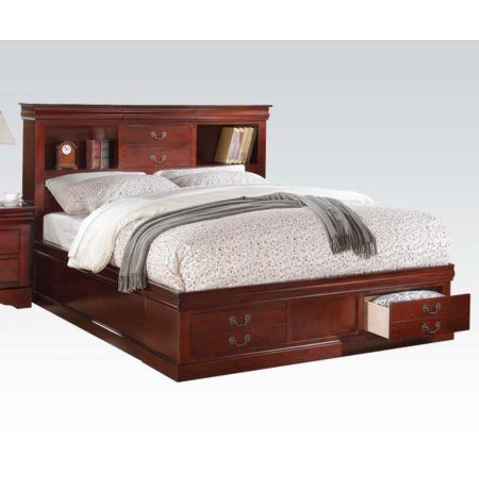 Elegant And Spacious Queen Size Bed With Storage, Brown - Walmart.com