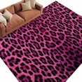 Pink Leopard Print 5'x7' Area Rug, Retro Chic Abstract Animals Texture ...