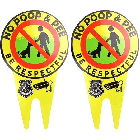 KCSD 2 pcs No Poop Dog Signs, Double Sided No Poop and Pee Sign, Be ...