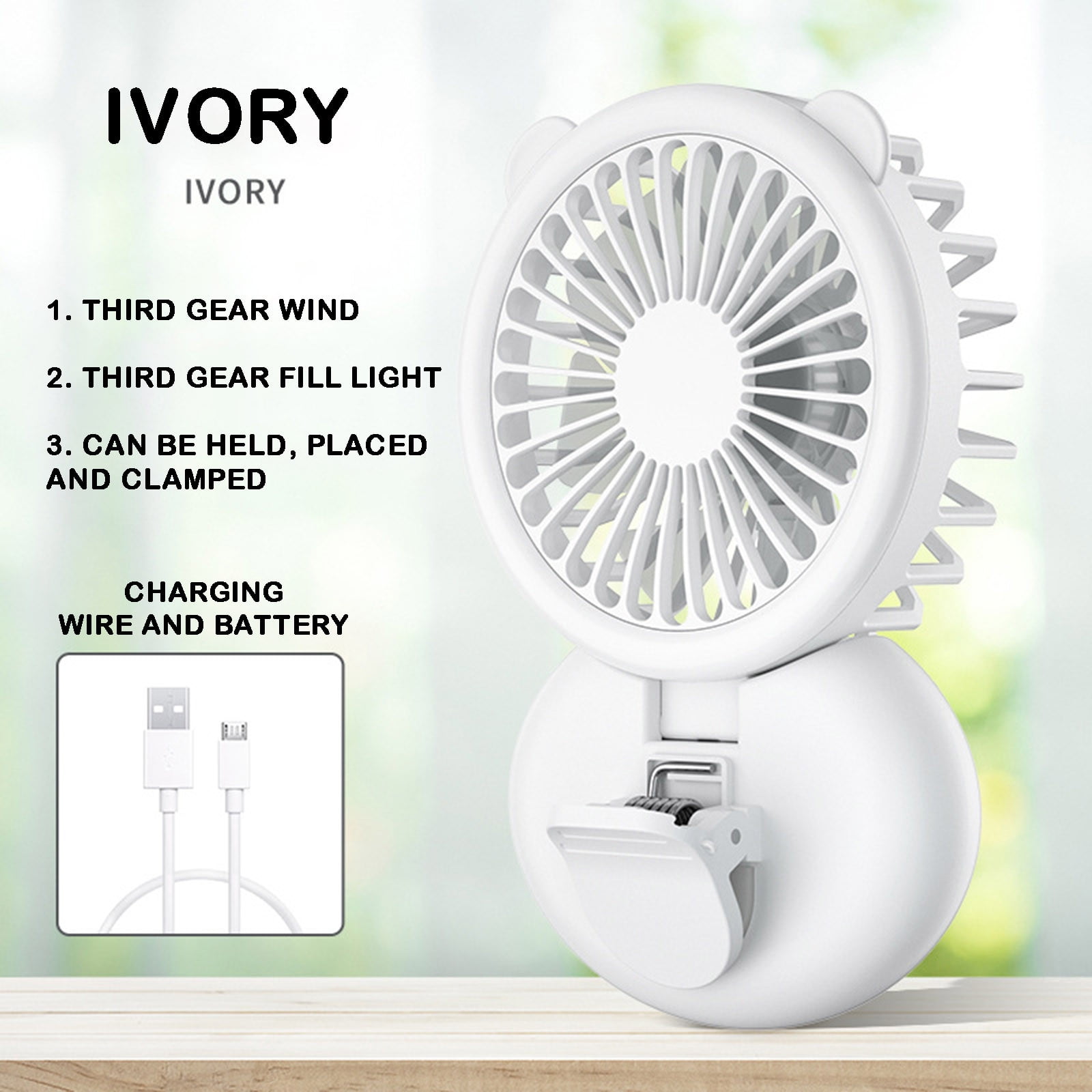 VerPetridure New Mini Clip Fill Light Small Fan Portable Handheld ...
