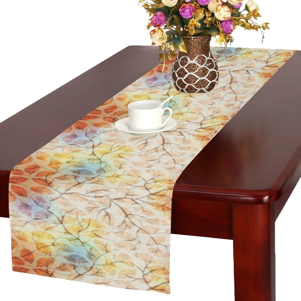 MYPOP Colorful Seasonal Leaves Table Runner Placemat 16x72 inches ...