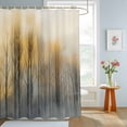 Bathroom Shower Curtain Forest and Fog Yellow Gray Gradient Waterproof ...
