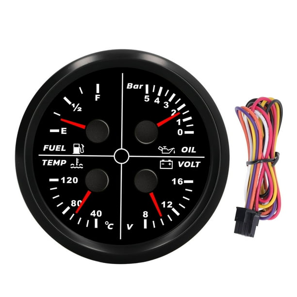 85mm 4 In 1 Gauge, Multifunction Fuel Level Meter Stepper Motor DC 8 ...