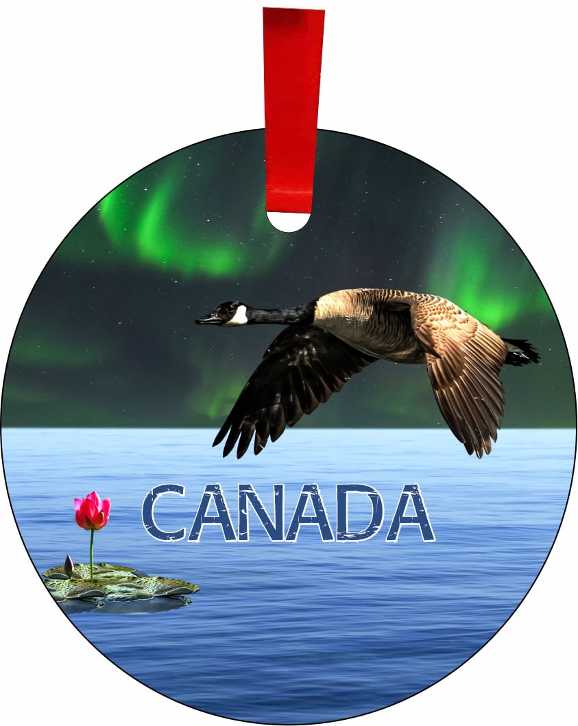 Flat Round Shaped Christmas Ornament Canada Goose - Canadian Christmas ...