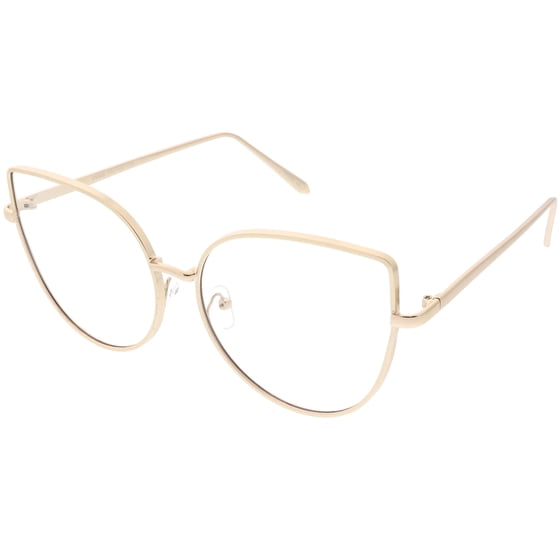 sunglass.la - Women's Oversize Metal Cat Eye Glasses Slim Arms Flat ...