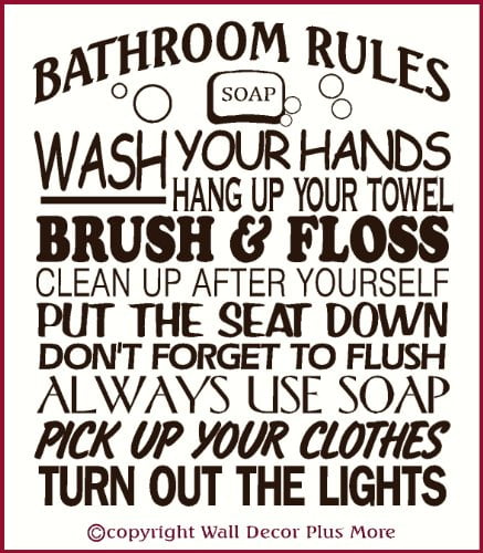 Bathroom Rules Subway Art Wall Vinyl Decals Sticker Quote 23x20 ...
