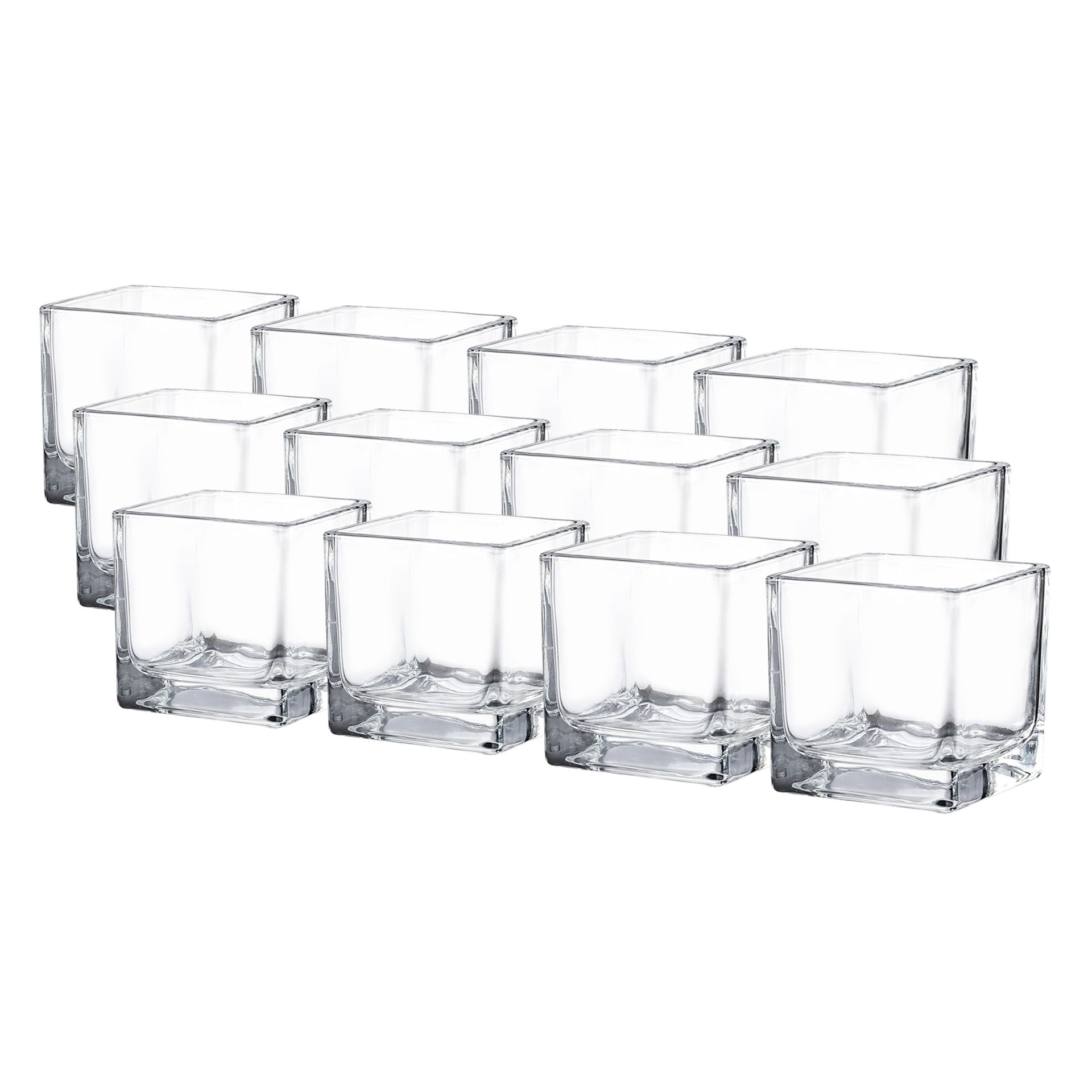 Square Glass Cube Vase and Candle Holder 2.5" Set of 12 (12pcs Pack, 2. ...