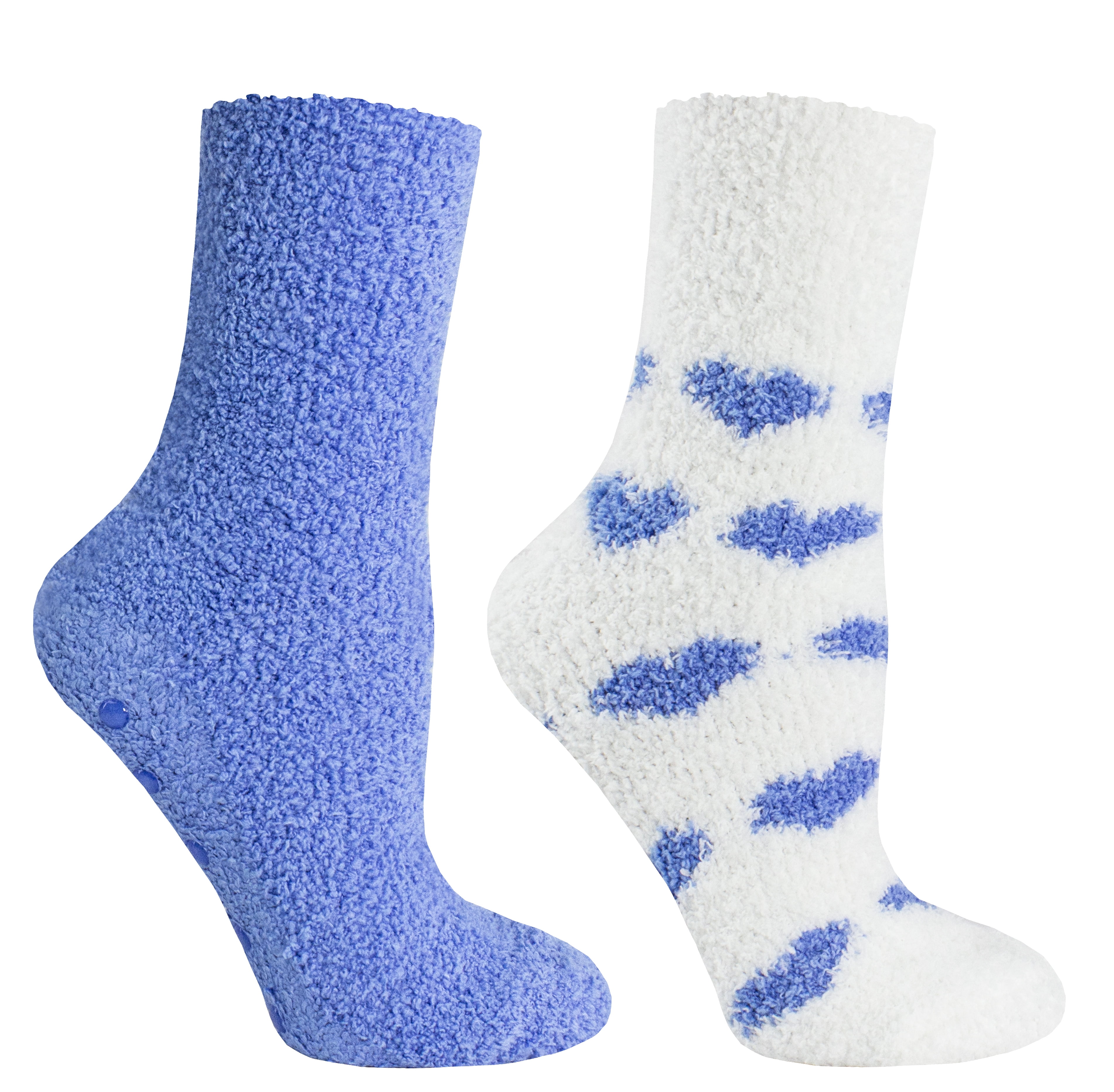2 Pair Pack Non-Skid Lavender Infused Fuzzy Chenille Periwinkle Heart ...