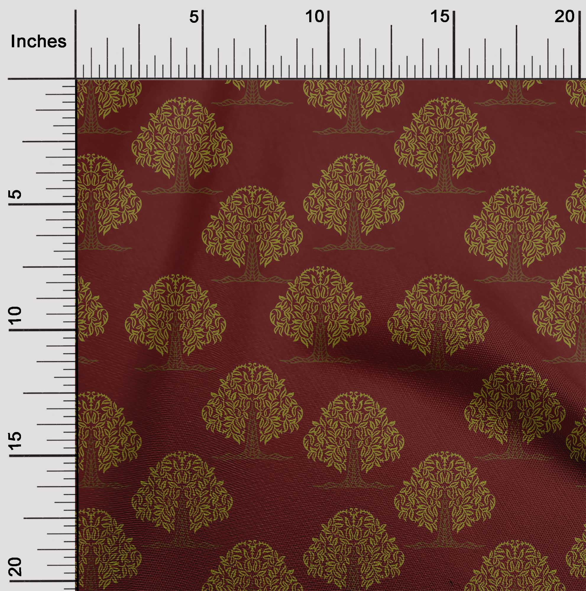 oneOone Cotton Poplin Maroon Fabric Floral & Flying Swan Block Dress ...