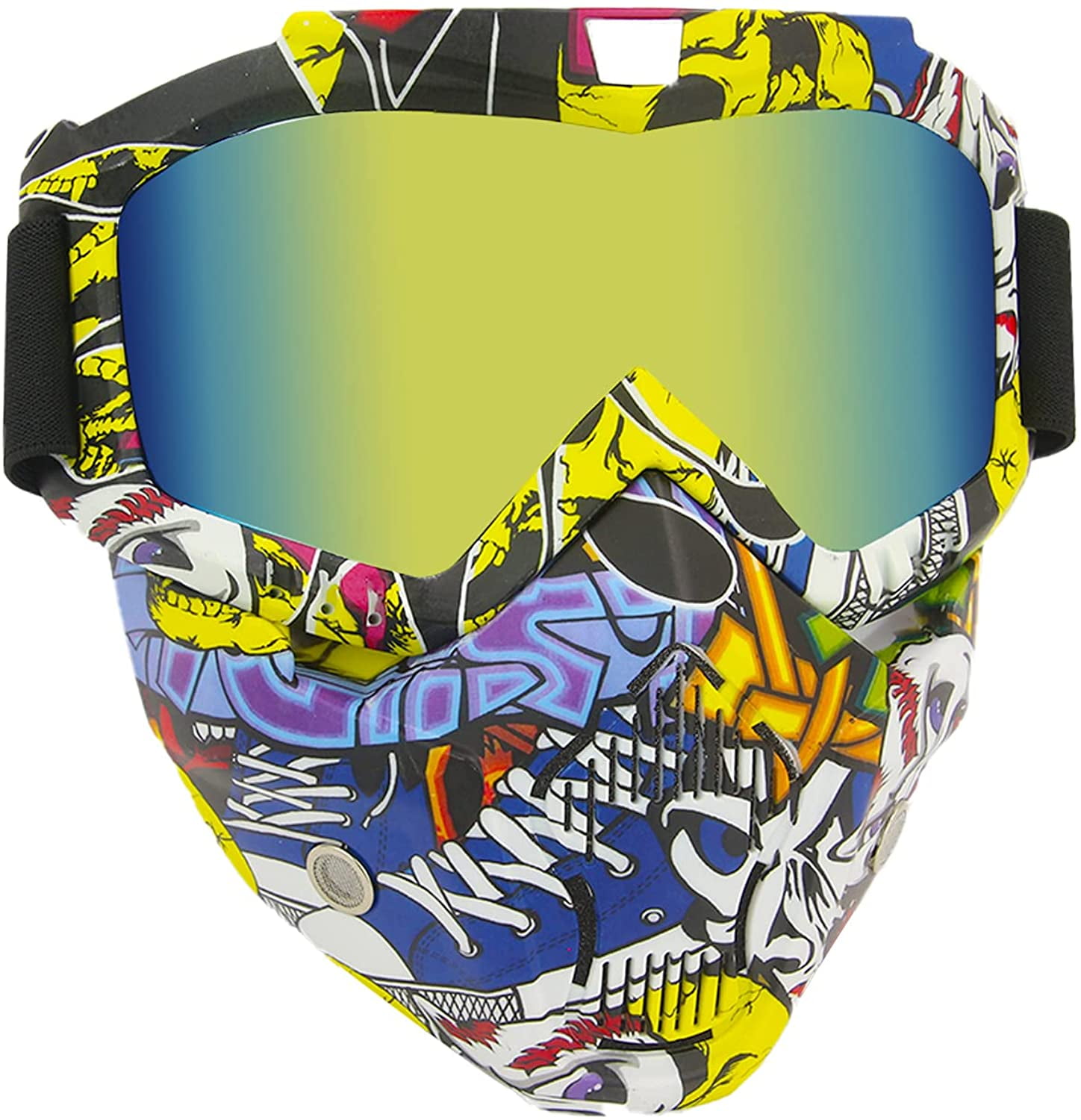Tactical Mask Retro Motorcycle Goggles with Removable Face Mask Safety ...