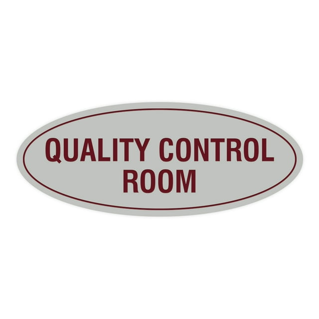 Signs ByLITA Oval Quality Control Room Sign (Light Grey / Burgundy ...