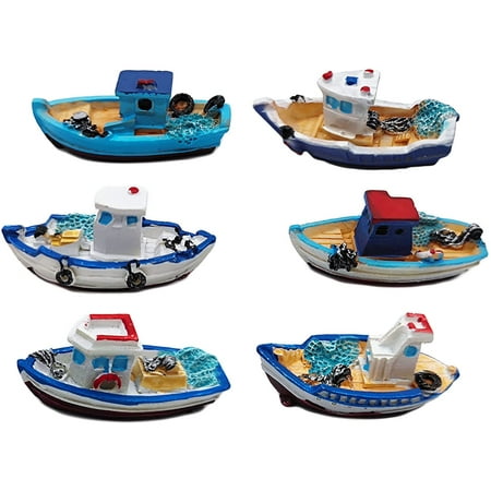 6 Pcs Mediterranean Style Miniature Dollhouse Boat Fairy Garden ...