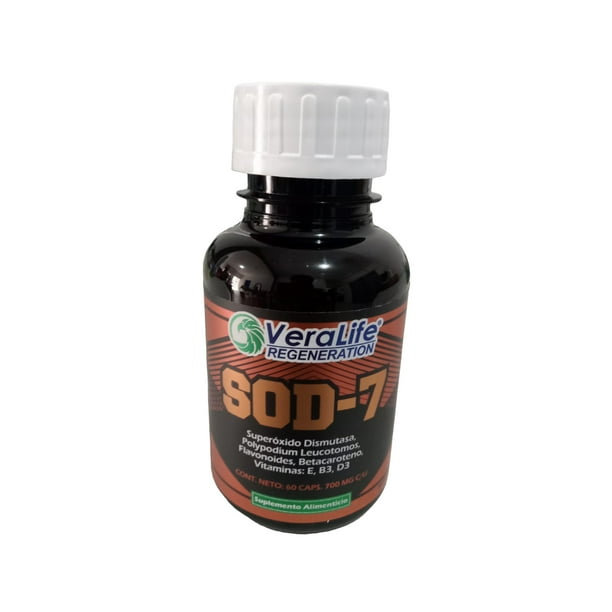 SOD-7 Superóxido Dismutasa y Glutation Veralife 60 Cápsulas Antioxidante con Vitamina D3 ...
