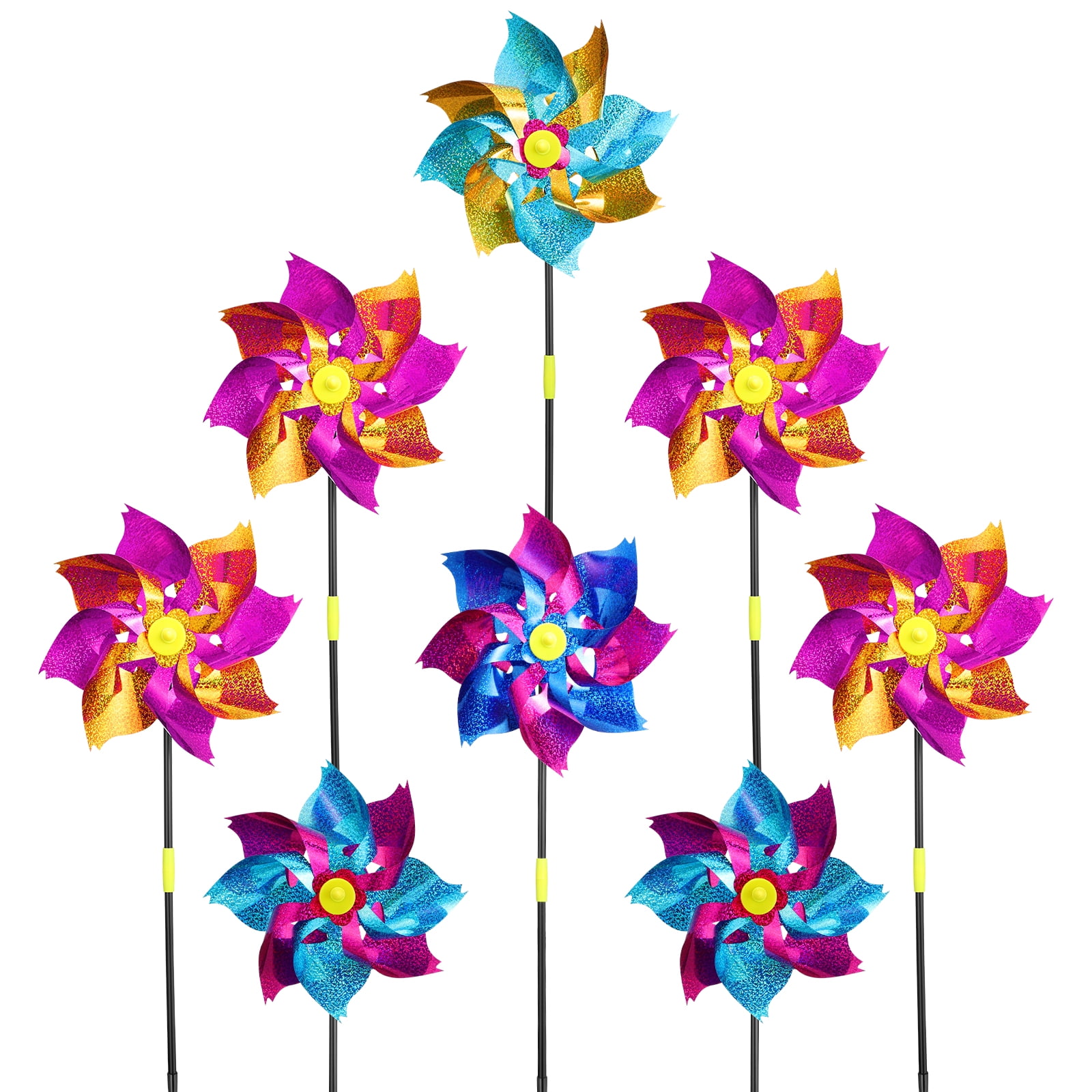 NUOLUX STOBOK 8pcs Glittering Plastic Colorful Pinwheel Wind Spinner ...