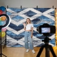 8x6ft Photo Backdrop, Blue Grey Geometric Soft Polyester Backdrop ...