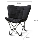 Mainstays Micro Suede Butterfly Folding Chair in Black, Padded Seat ...