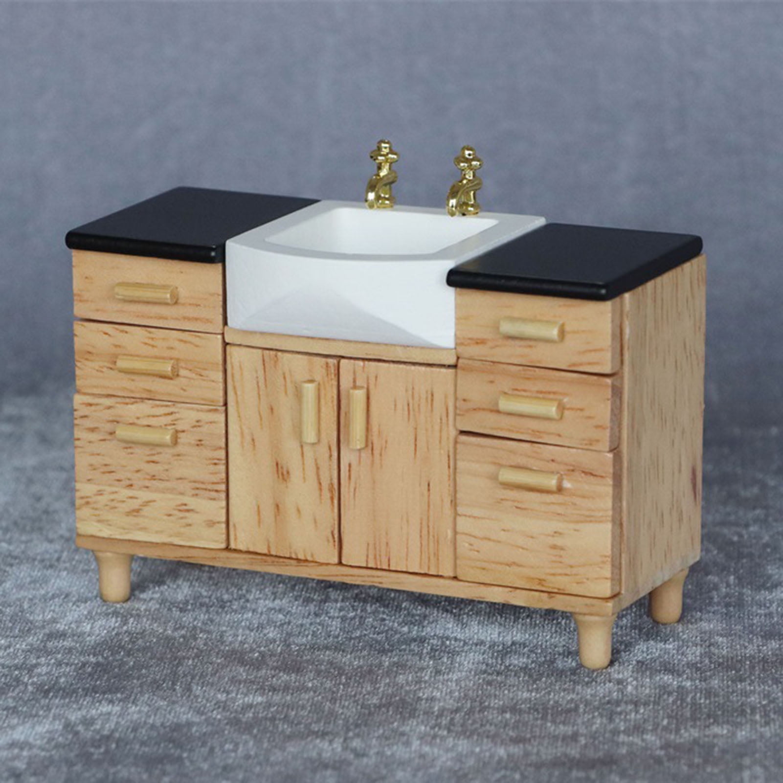 Cheers.US 1:12 Scale Mini Wooden Wash Basin Cabinet Miniature Furniture ...