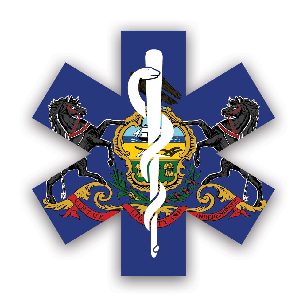 Pennsylvania Star of Life Flag Sticker Decal - Self Adhesive Vinyl ...