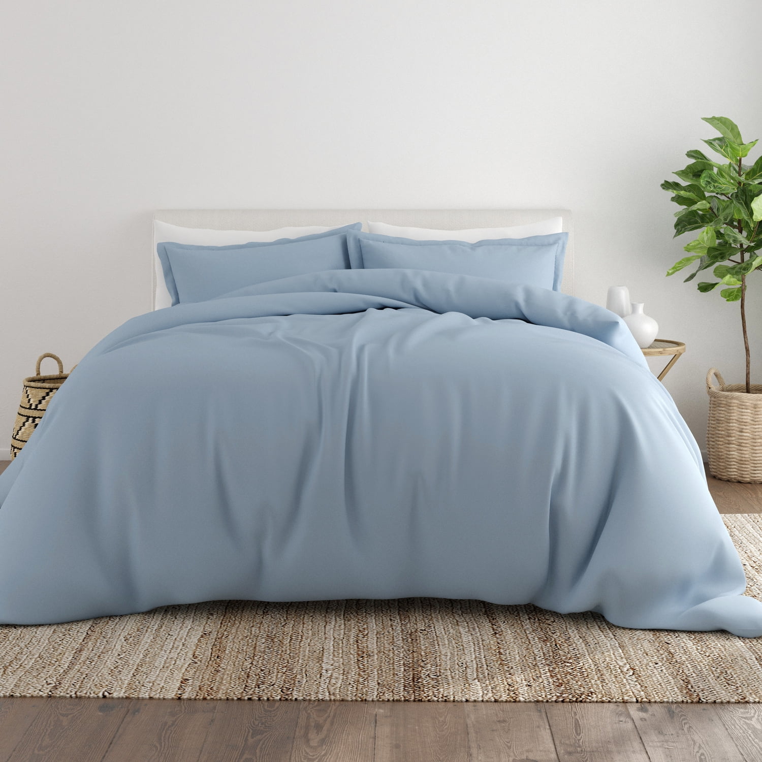 Noble Linens 3-Piece Light Blue Duvet Cover Set, King/ Cal King ...