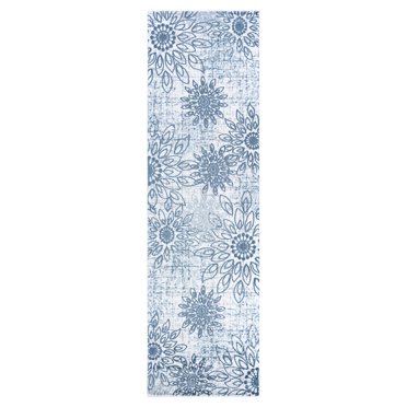 Couristan Calinda Marlowe Area Rug, Steel Blue- Ivory, 6'6" x 9'6 ...