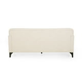 Noble House Ari Contemporary Tufted Fabric 3 Seater Sofa, Beige, Dark ...
