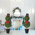 2Pack Christmas Snowman Topiary, 33'' Artificial Snowman Shaped Topiary ...