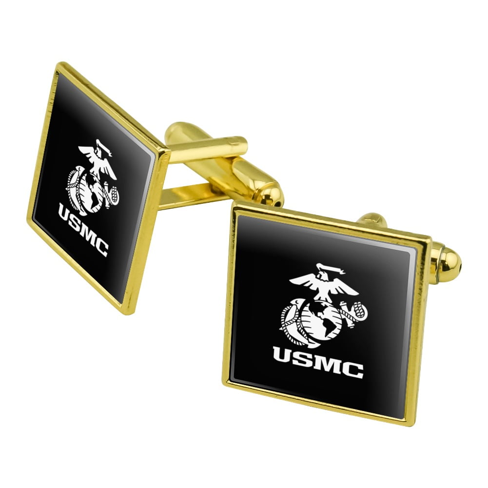 Marine Corps USMC Text White Logo on Black Officially Licensed Square ...