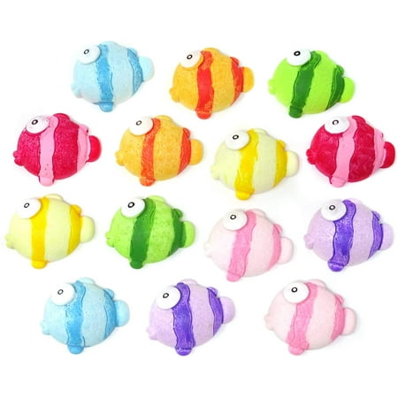 14PCS Cute Cartoon Fish Slime Charms Flatback Resin Beads for Jewelry ...