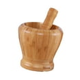 CUTICATE Kitchen Wooden Mortar and Pestle Set Garlic Press Wide Mouth ...