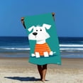 1 piece, cute puppy, orange striped clothing pattern, beach towel ...