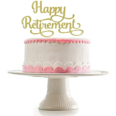 Happy Retirement Cake TopperKSCD Gold Glitter, Retirement Cake Topper ...