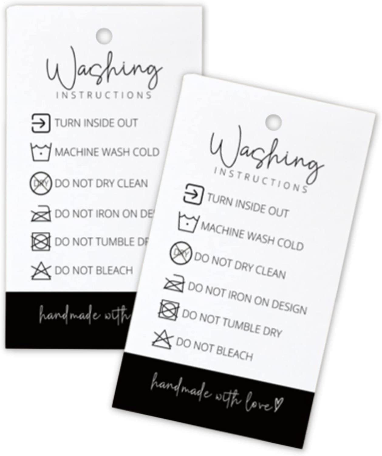 Handmade Fabric Washing Instructions Hang Tag Material Care Cards 30 ...