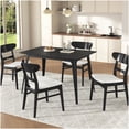 Modern 5-Piece Dining Room Set, Upholstered Seating and Rubberwood ...